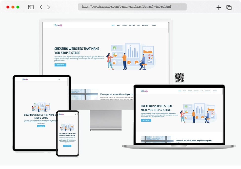 Butterfly - Free One Page Bootstrap Template - freshDesignweb