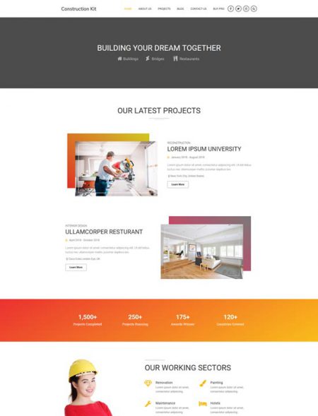25 Best Free Construction WordPress Themes 2024 - freshDesignweb
