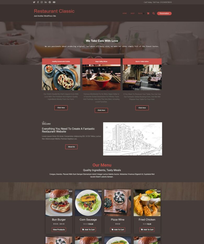 19 Best Free Cafe & Restaurant WordPress Themes 2024 - freshDesignweb
