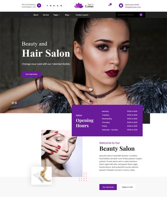 21 Best Free Beauty Salon WordPress Themes for Spa & Hair - freshDesignweb