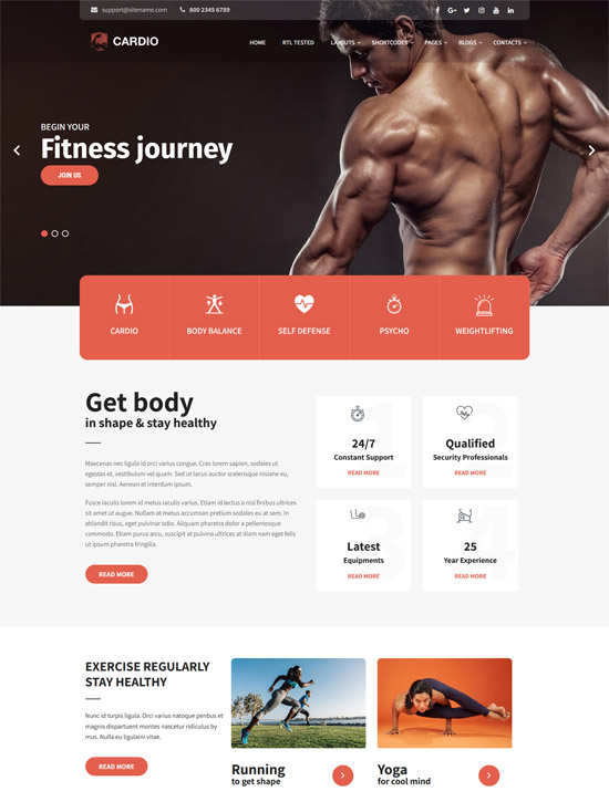 24 Best Free Gym & Fitness WordPress Themes 2024 - freshDesignweb